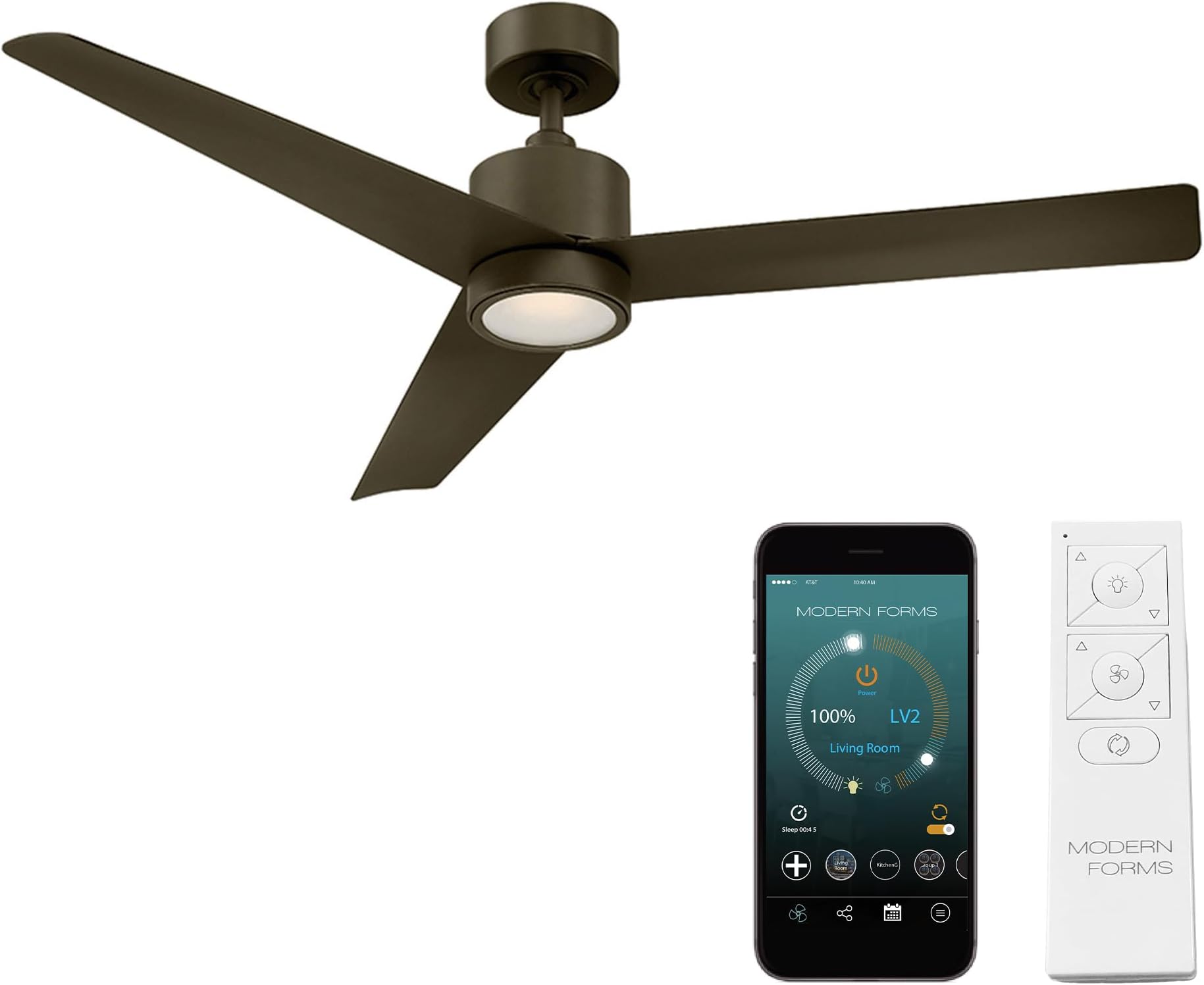 Clean Indoor and Outdoor 3-Blade Smart Home Ceiling Fan 52in Soft Brass ...