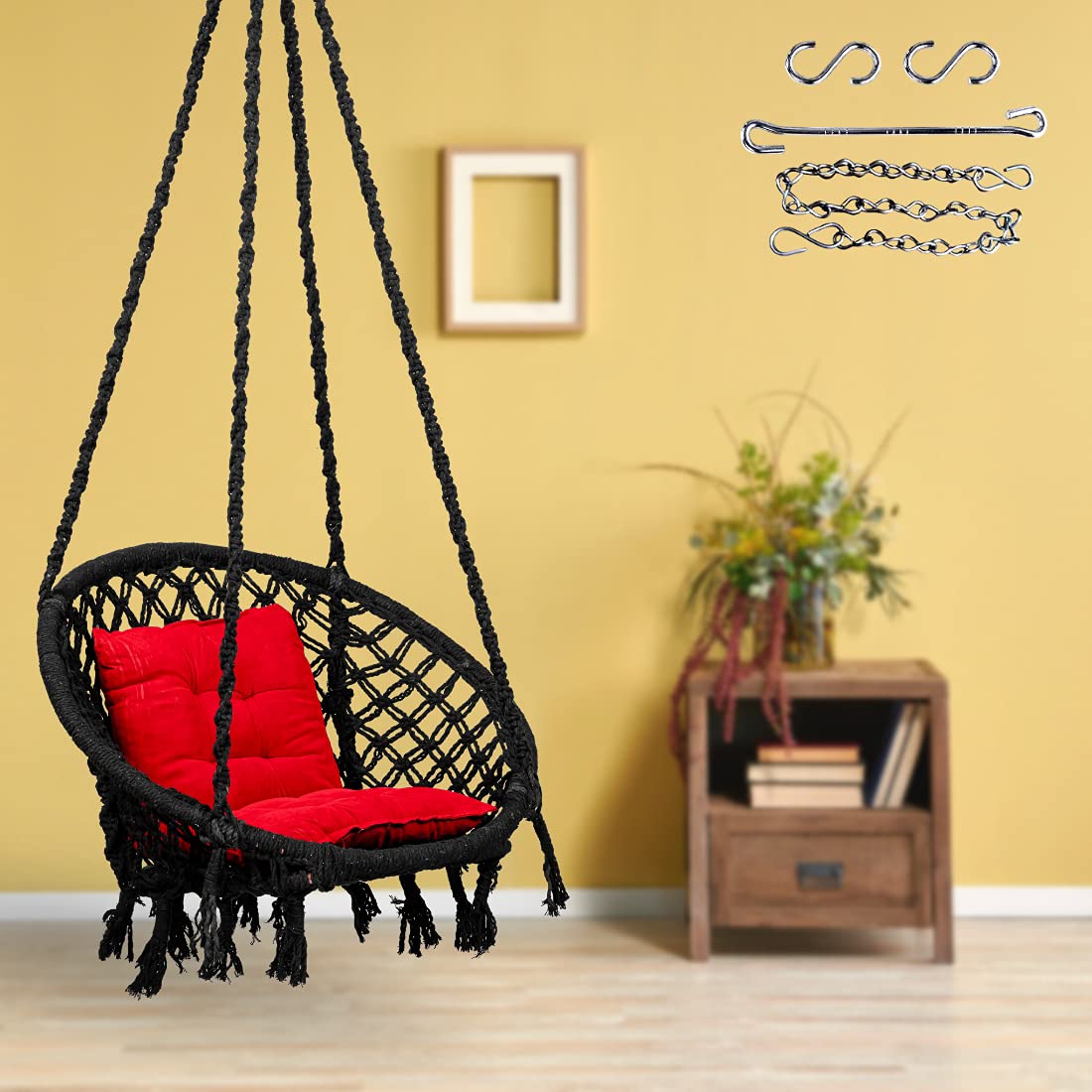 Swingzy Cotton Netted Rope Round Hanging Swing for Kids & Adults/100% ...