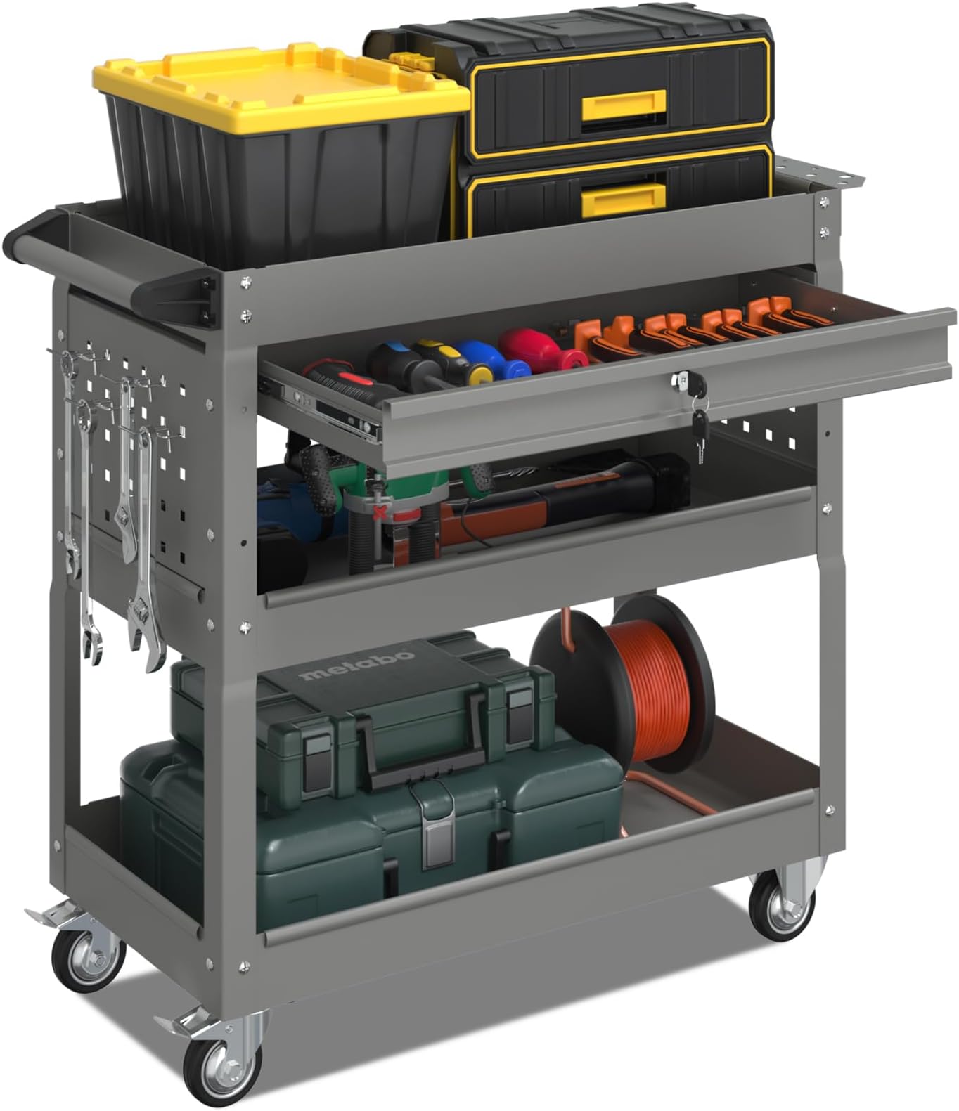 Amazon.com: On Shine 3 Tier Tool Cart on Wheels with Lockable Drawer ...
