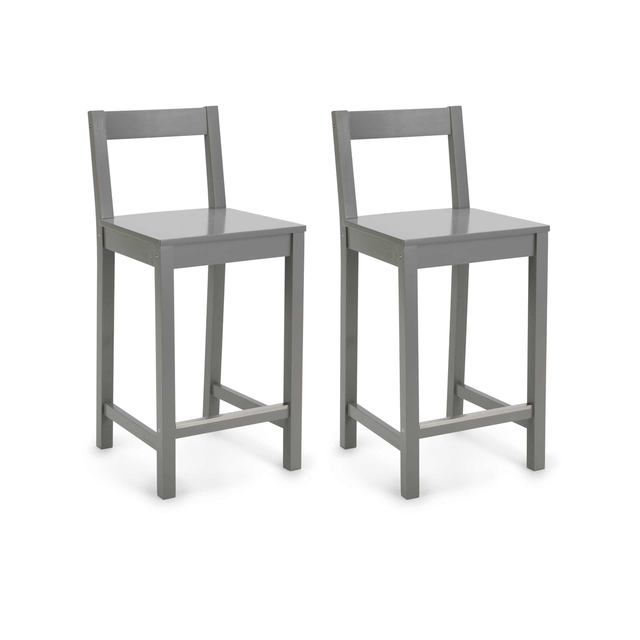 Amazon.com: Amazon Basics Wooden Bar Stool with Backrest, Grey, Set of ...