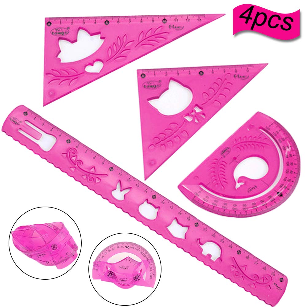 Transparent Ruler Flexible Ruler Set Square Protractor Ruler Suit ...