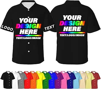 Amazon.com: Custom Button Up Work Shirts for Men Design Your Own Text ...