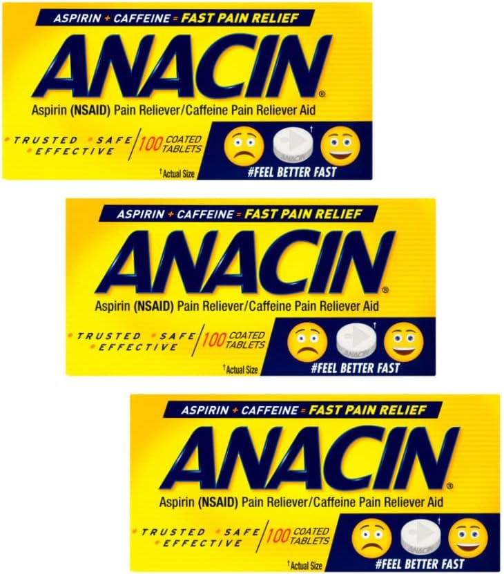 Amazon.com: ANACIN Fast Pain Relief Pain Reducer Aspirin Tablets, 100 ...