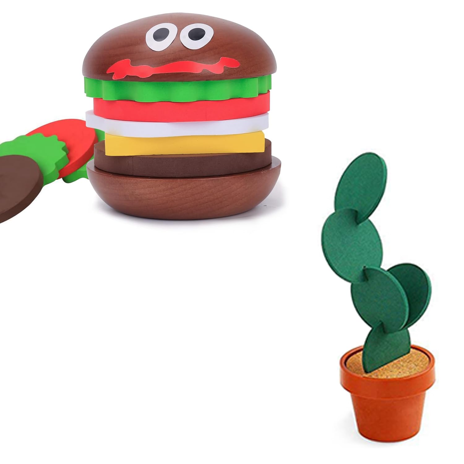 Amazon.com: DIY Coaster Cactus Coaster Set and Fun Hamburger Coasters ...