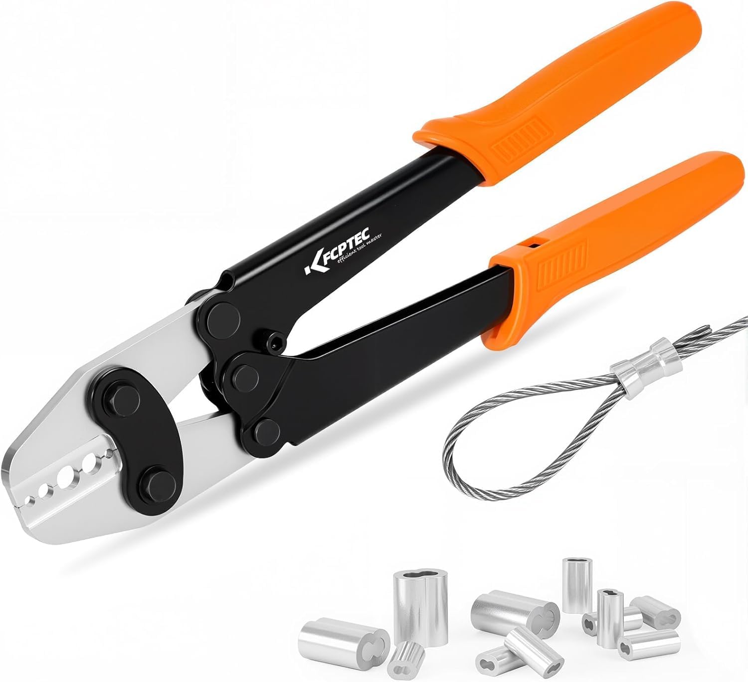 KF CPTEC Wire Rope Crimping Tool for 3/64”-1/16” Aluminum & Copper ...