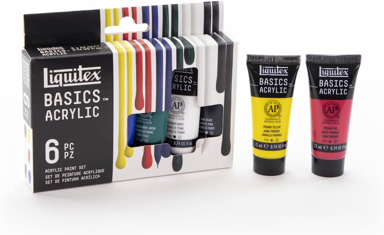 Amazon.com: Liquitex Acrylic Basics Set of 6 x 22 ml Colours : Arts ...