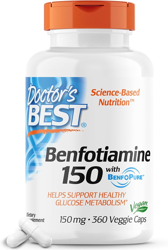 Amazon.com: Doctor's Best Benfotiamine 150 with BenfoPure, Helps Maintain Glucose Metabolism ...