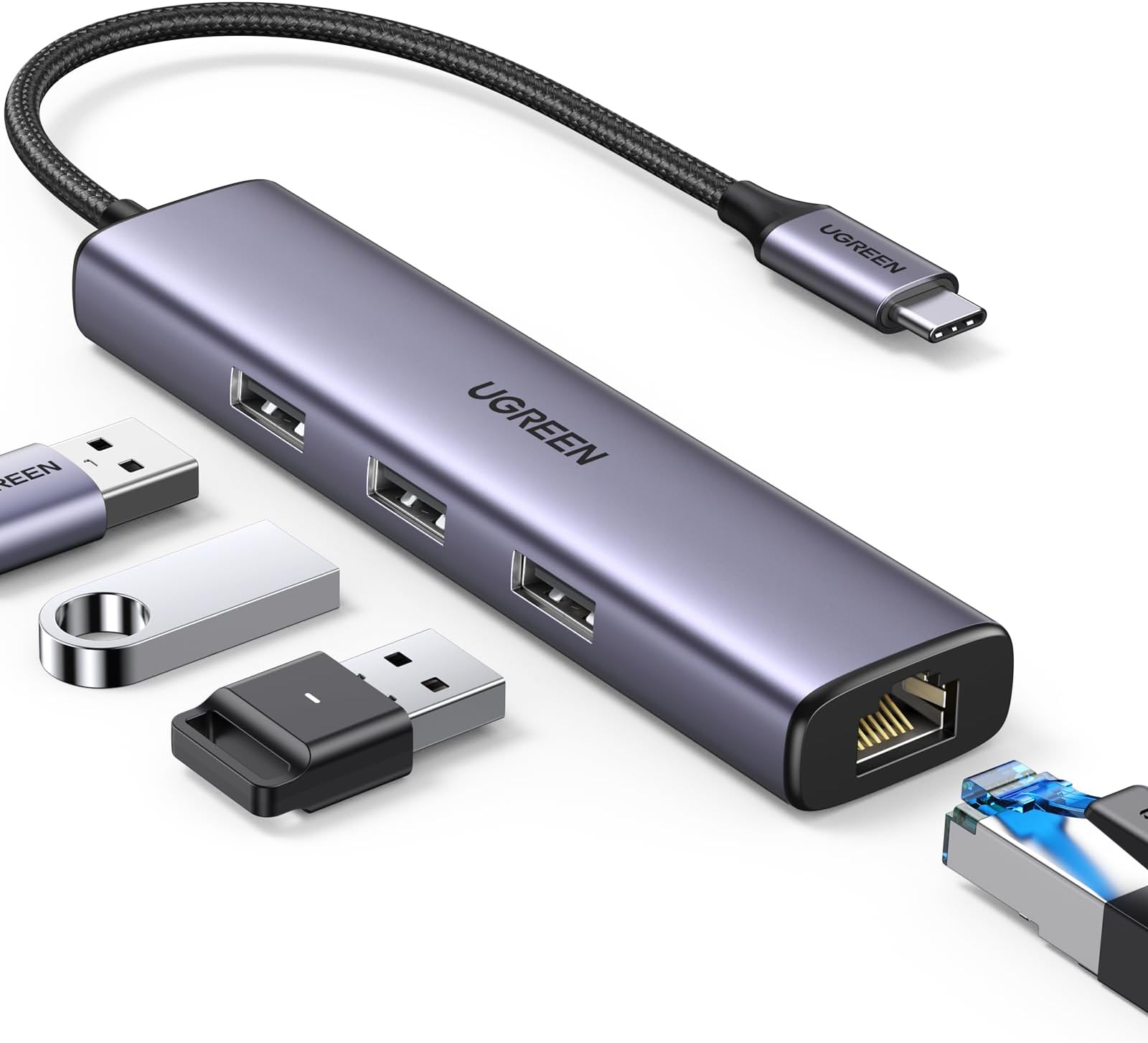 USB C auf Ethernet Adapter,ABLEWE Aluminium 4 in 1 USB C zu RJ45 ...