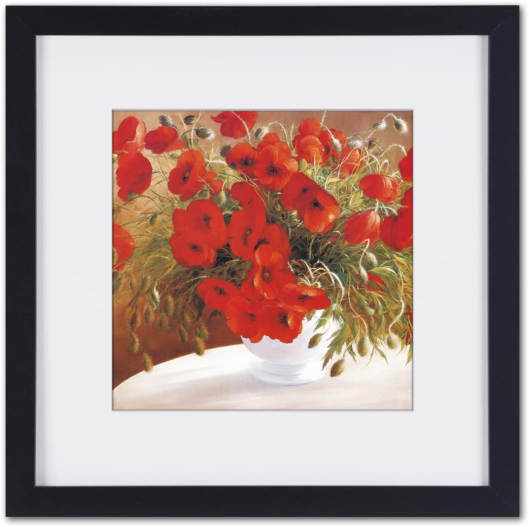 Amazon.com: Red Flower Wall Art Framed Retro Flowers Pictures Canvas ...