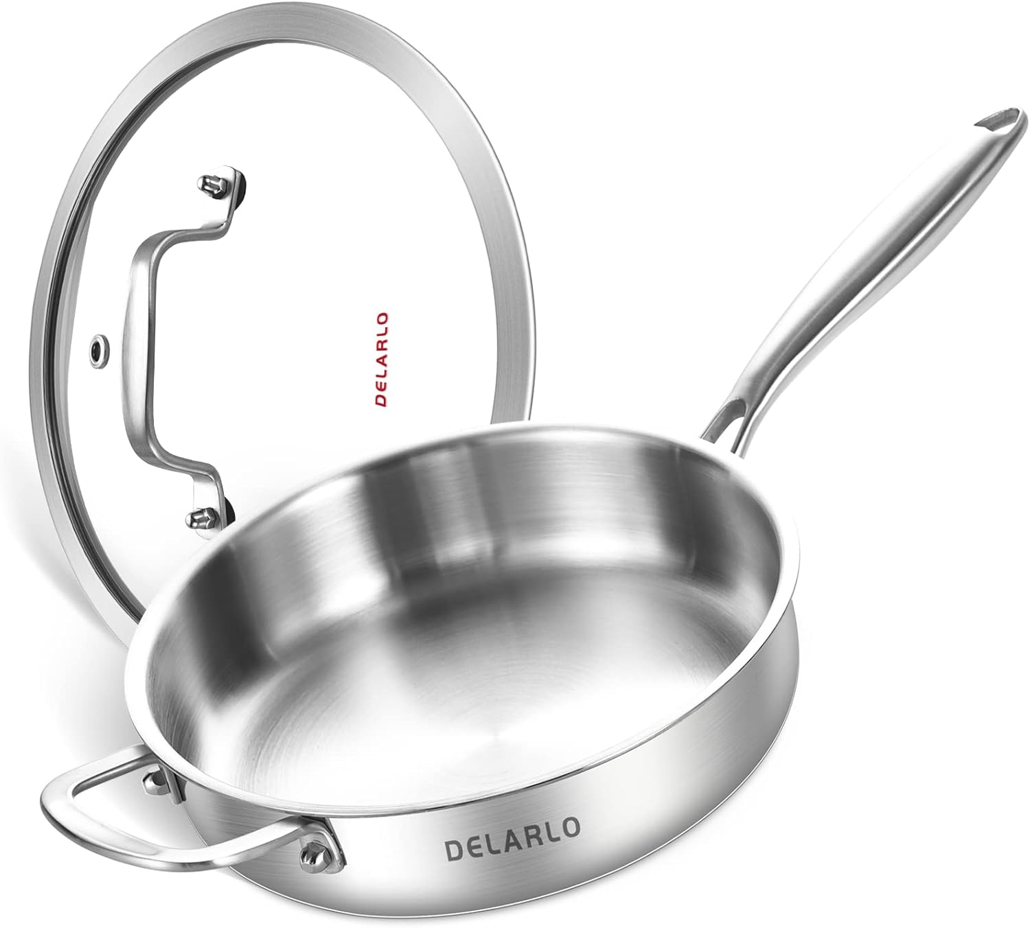 Amazon.com: DELARLO Tri-Ply Stainless Steel 10 Inch Frying Pan,3 Quart ...
