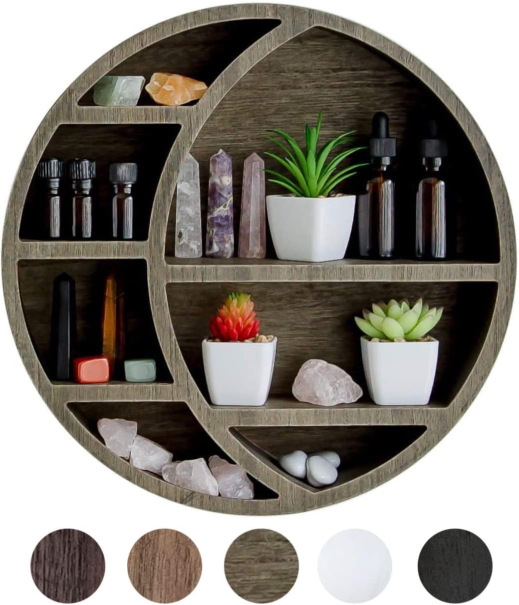 Amazon.com: Crescent Moon Shelf Wall Decor - Rustic Wooden Moon Shelf ...