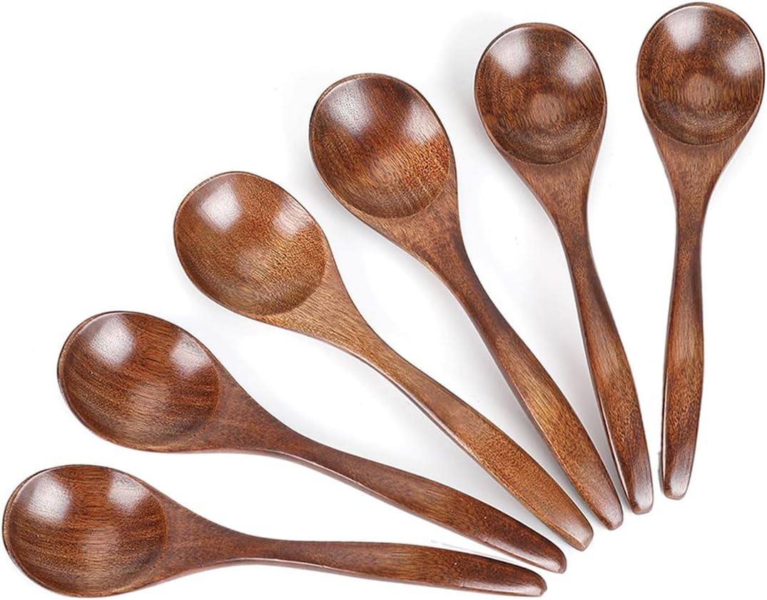 Amazon.com: Patelai 12 Pieces Small Wooden Spoons for Eating 5 Inch ...