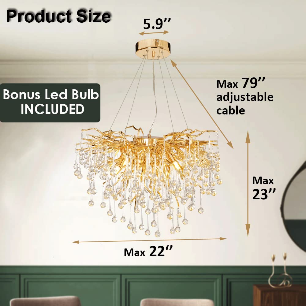 Arotikee Modern Gold Contemporary Crystal Chandelier Lighting Fixture ...