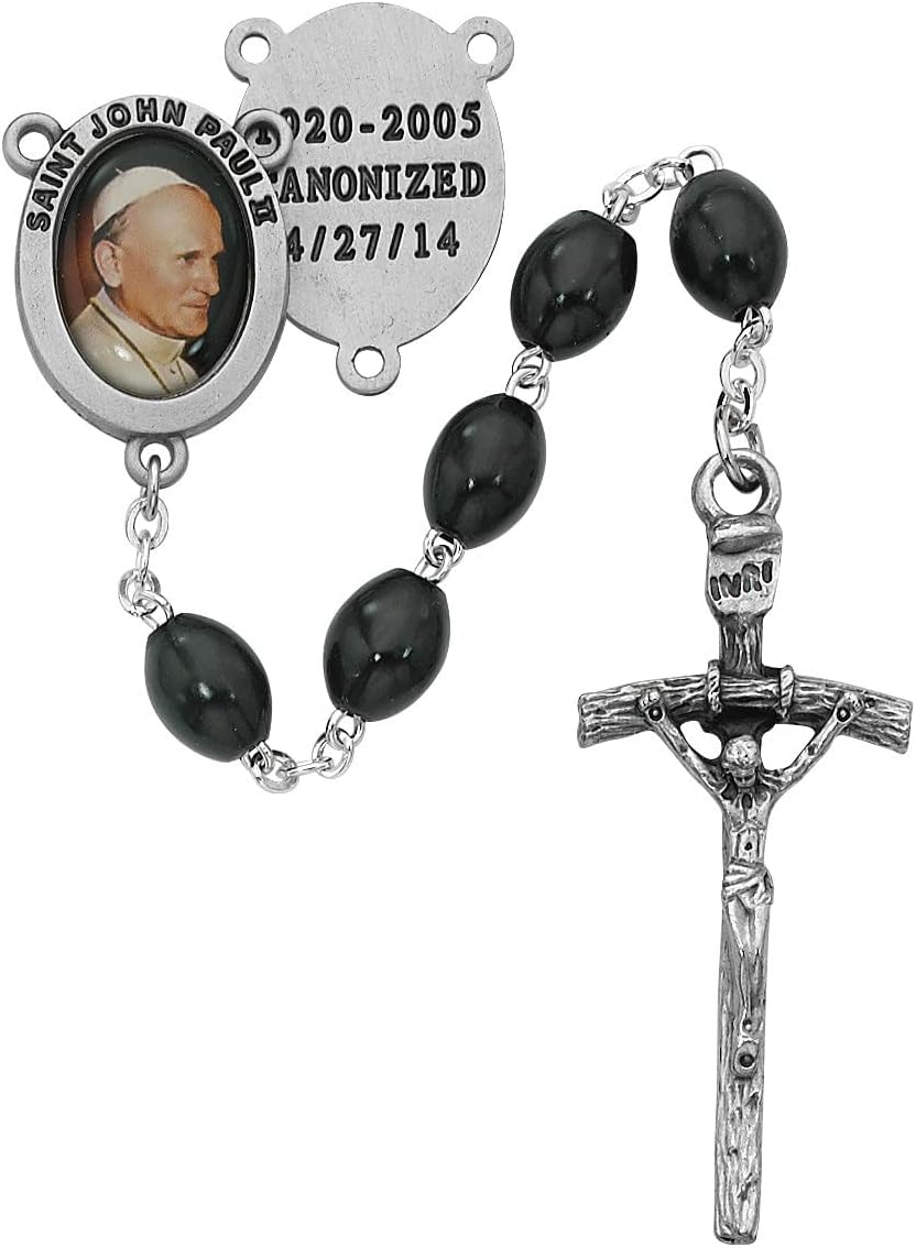Amazon.com: Tiley & Bells 6X8MM BLACK WOOD PAPAL CRUCIFIX AND RED ...