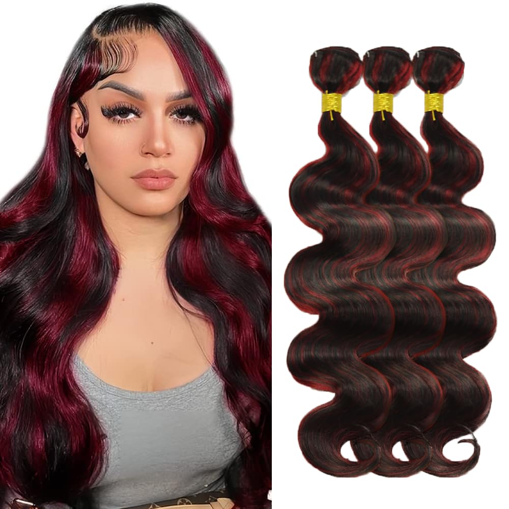 Amazon.com : NiegMeag Red Human Hair Bundles P1b99j Body Wave Bundles ...