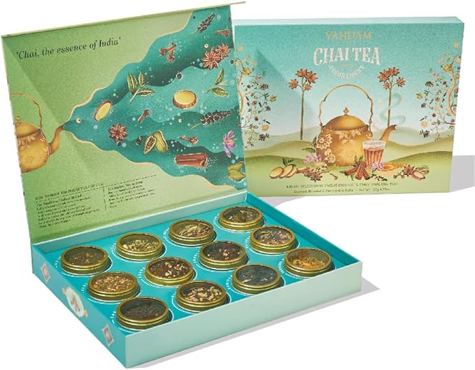 VAHDAM, Tea Assortment Gift Set - 12 Assorted Chai Teas in a Luxury ...