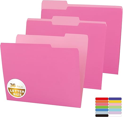 Amazon.com : Two Tone Color File Folder 8.5 x 11 Inch,36 Packs Pink ...