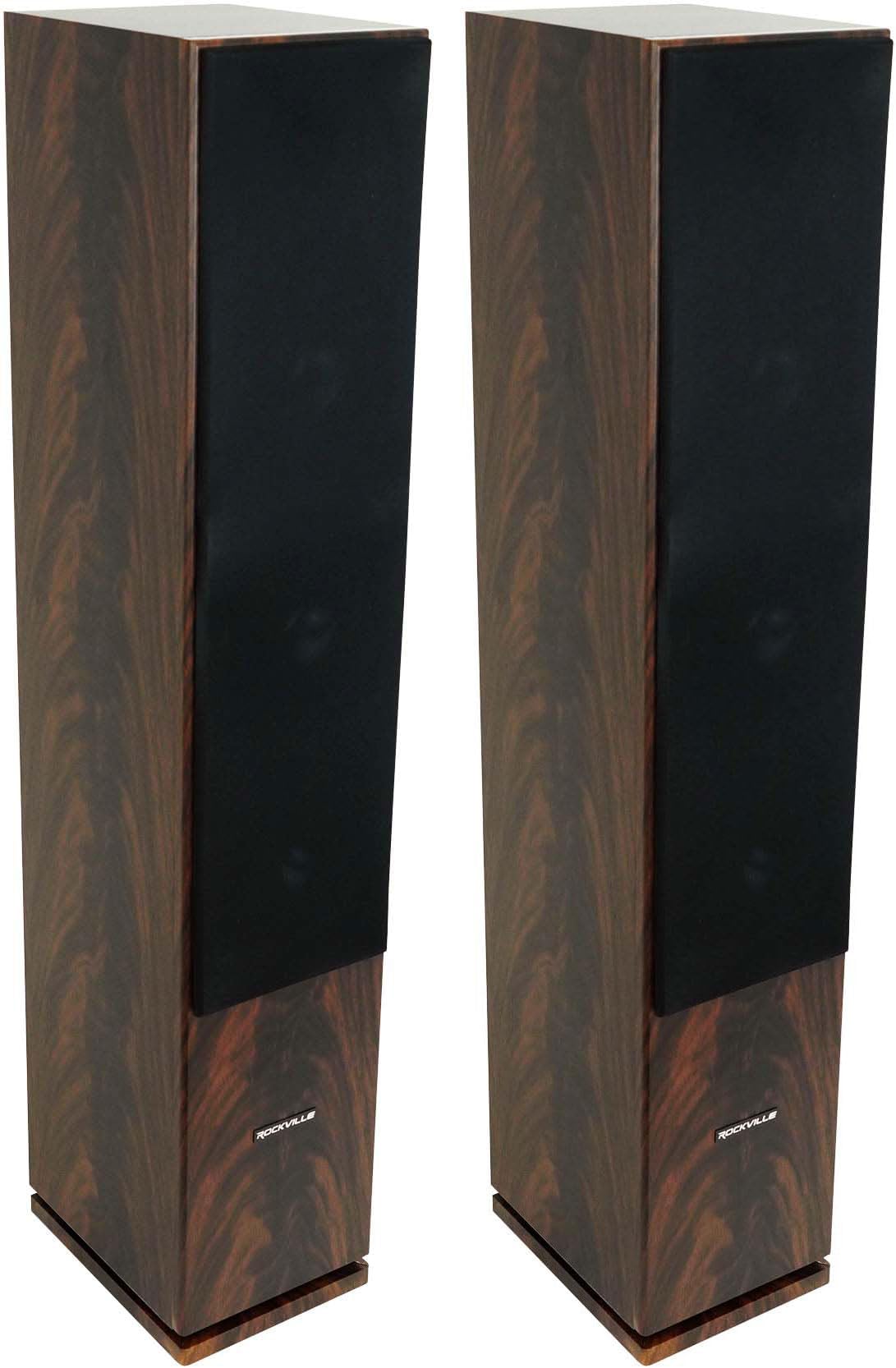 Amazon.com: Rockville Bundle: (2) RockTower 68D Dark Wood Home Audio ...