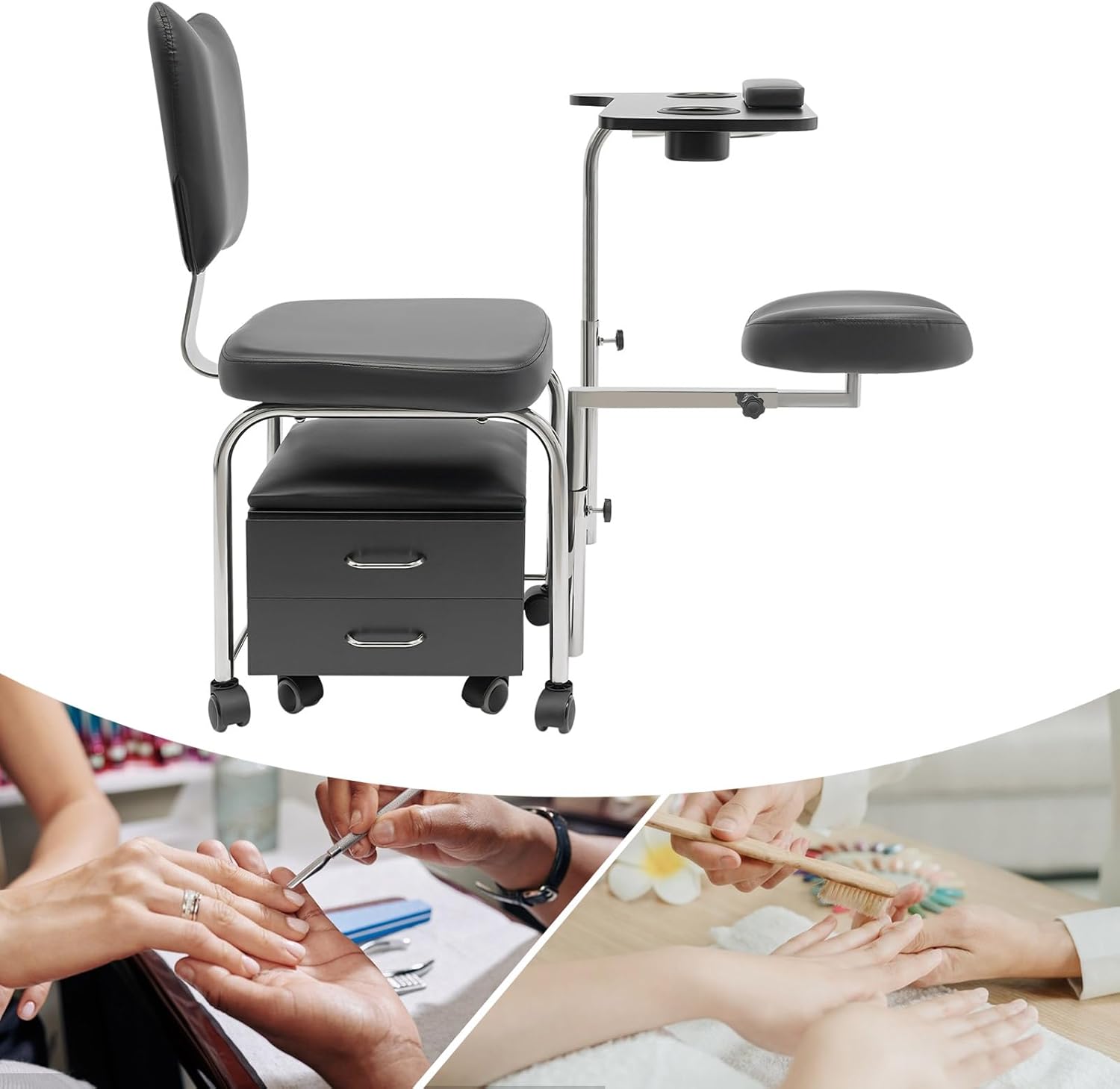 Amazon.com: WTIOPJ Portable Nail Table, 2 in 1 Mobile Portable Pedicure ...