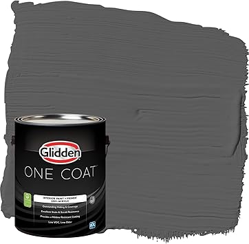 Glidden One Coat 1 gal. Knight's Armor/Gray Flat Interior Paint with ...