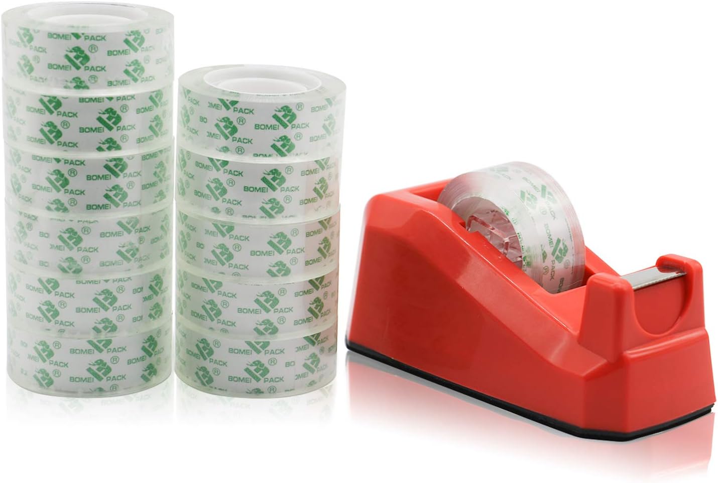 Cute Red Desk Tape Dispensers, 1 Pack with 12 Rolls Transparent Tape, 1 ...