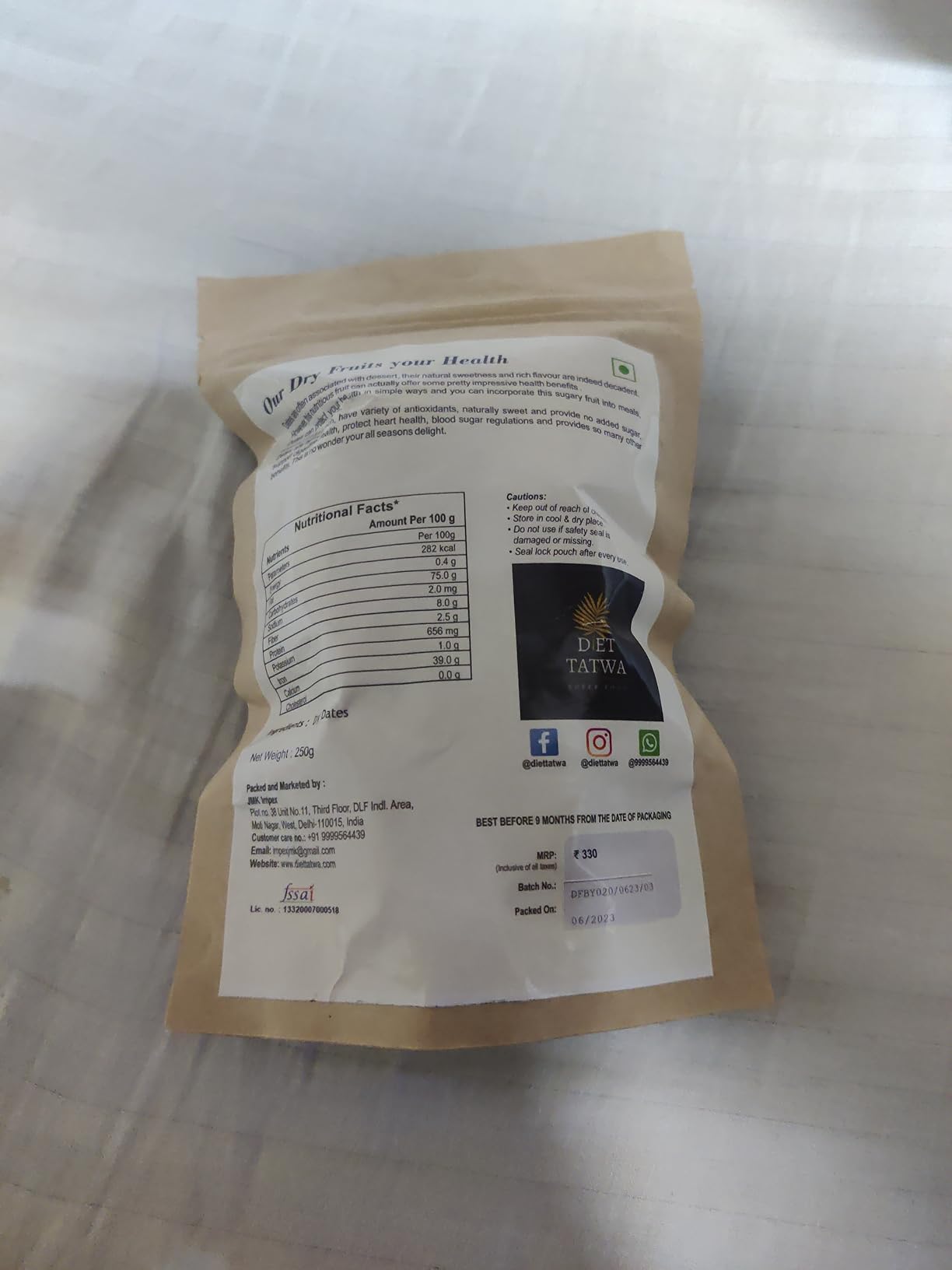 DIET TATWA Premium Dried Dates Sukha Khajur/Khajoor | Peela Chuara ...