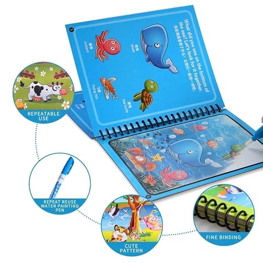 GLUN® Water Magic Book, Magic Doodle Pen, Coloring Doodle Drawing Board ...
