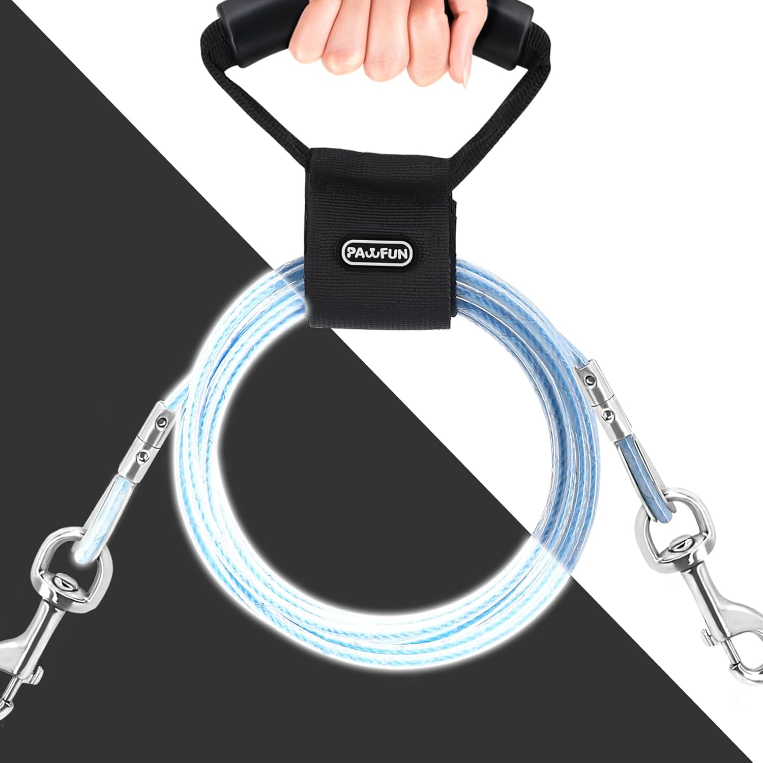 Amazon.com : PAWFUN Dog Tie Out Cable, Reflective 10/15/30FT Dog Runner ...