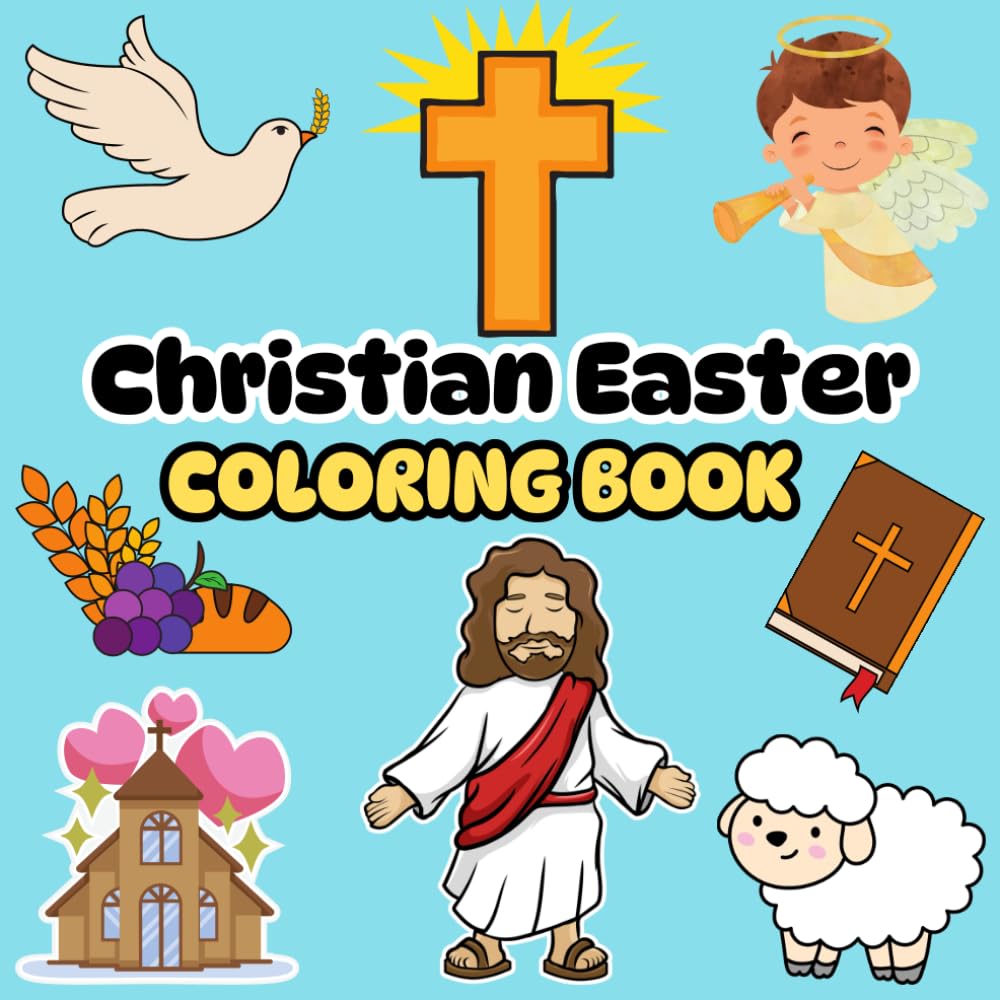 Christian Easter Coloring Book: 40 Bold & Easy Designs for Adults and ...