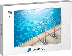 Amazon.com: Grab Bars Ladder in The Blue Swimming Pool... Jigsaw Puzzle ...