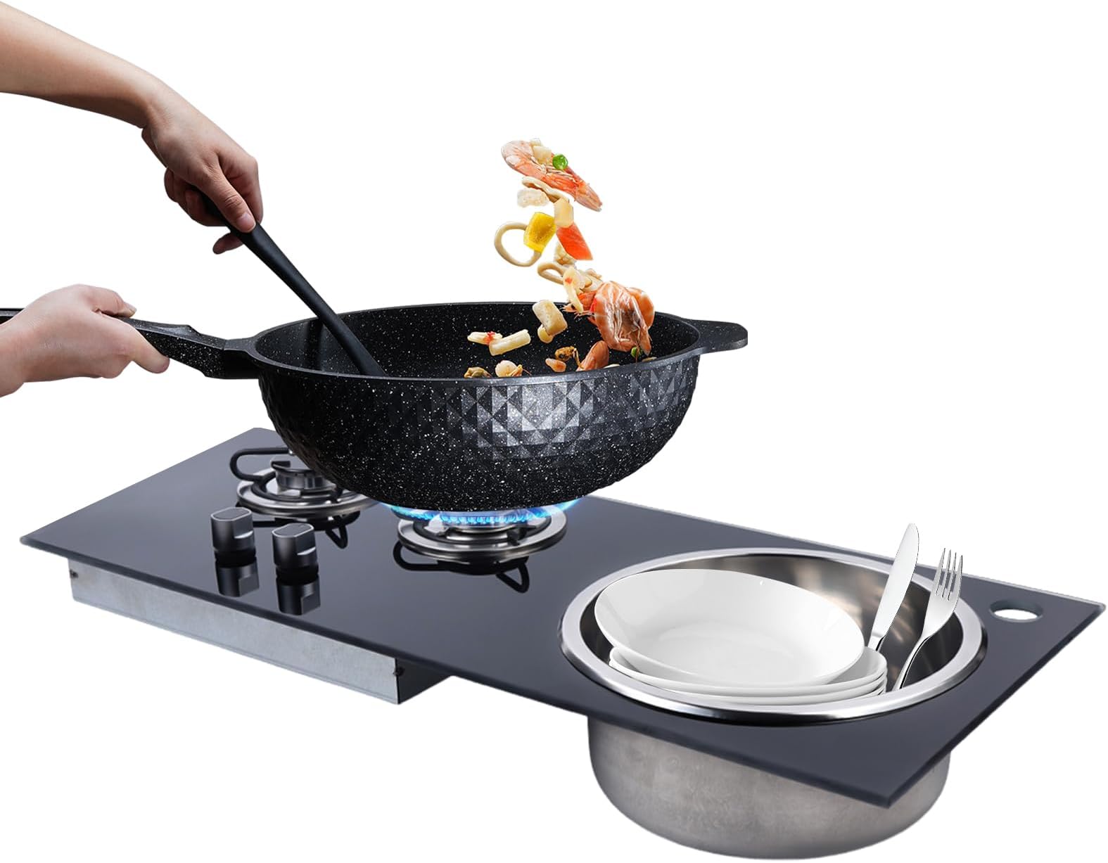 Amazon.com: Boat Caravan RV Gas Stove with Sink Combo Cooktop, 2 Burner ...