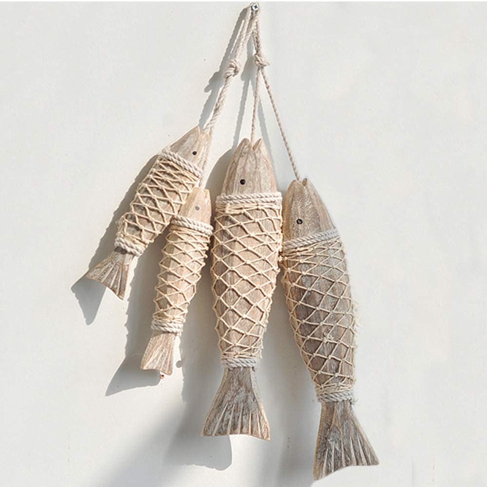 Amazon.com: OECECR Wood Fish Vintage Wall Hanging Decor Ornament Hand ...
