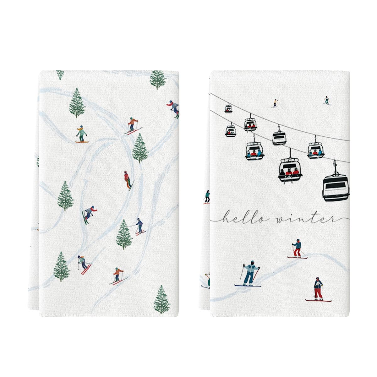 Amazon.com: Artoid Mode Xmas Trees Ski Winter Kitchen Towels Dish ...