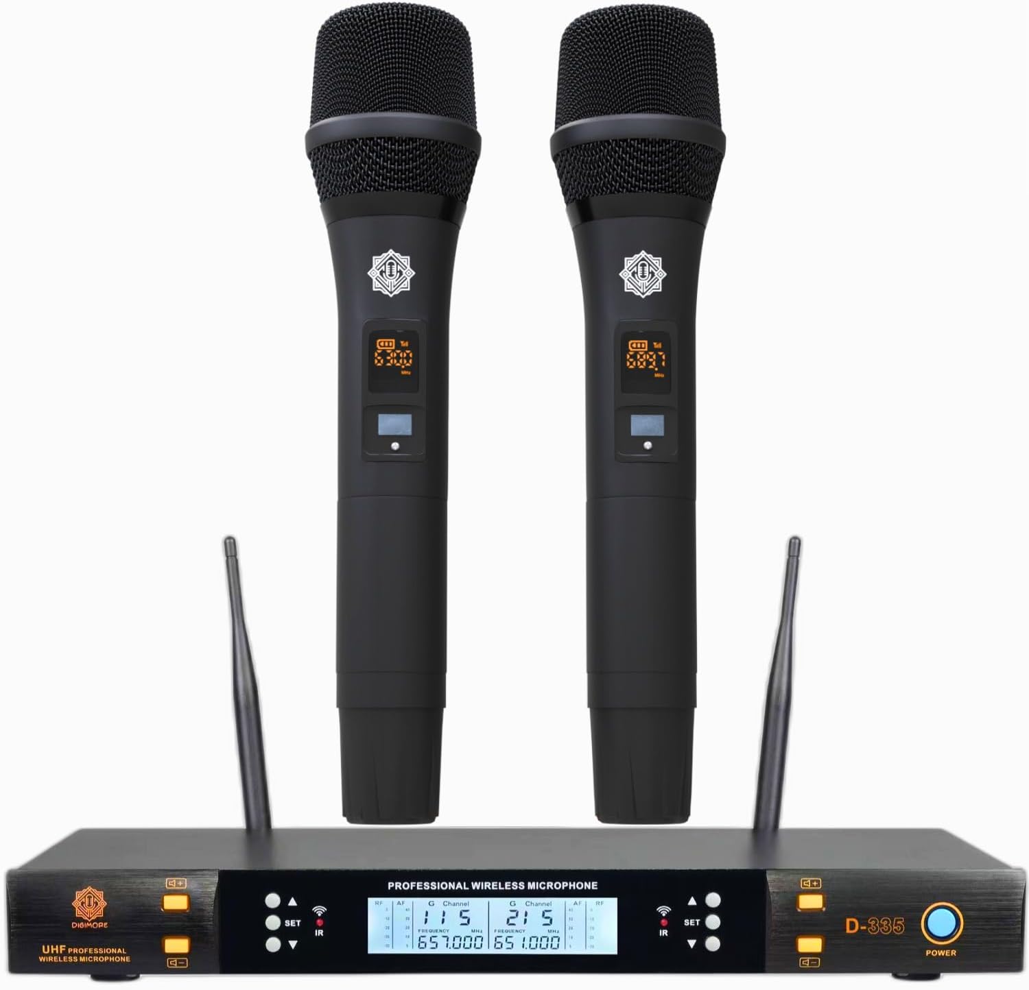 DIGIMORE Dual Wireless Microphone System, Dual Cordless Microphone Set ...