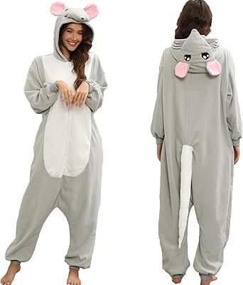 NAMHTOM Adult Mouse Costume Rat Onesie Animal Pajamas Mouse Halloween ...
