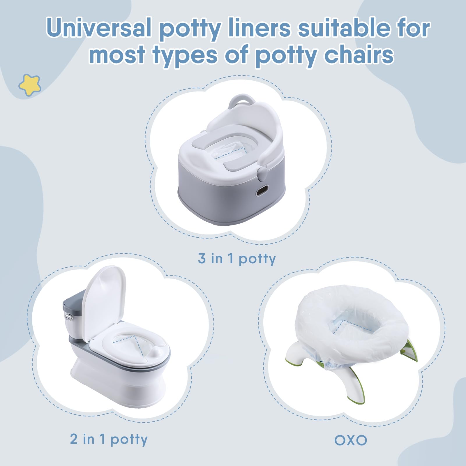 Snapklik.com : 30 Counts Potty Liners, 300ML Water Super-Absorbent ...