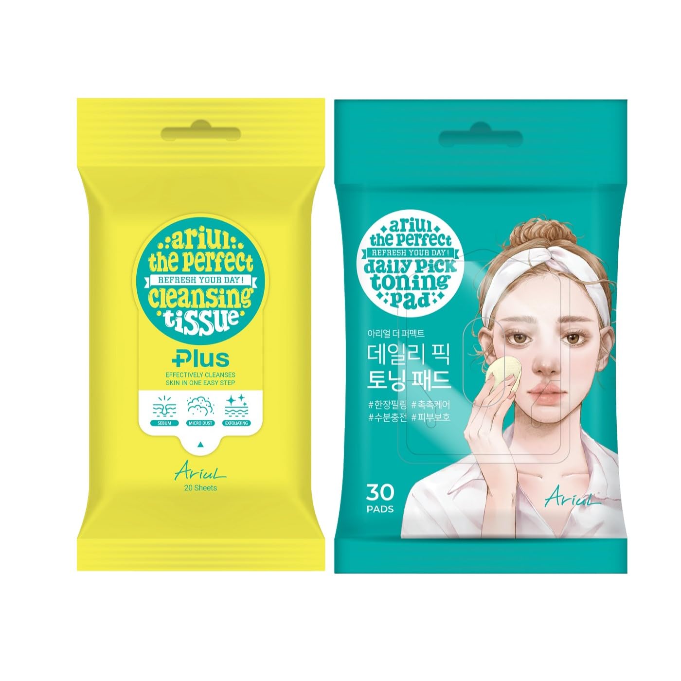 Amazon | 日本正規品 アリウル AriuL_2種類セット(各1) ザ パーフェクト クレンジング シート プラス 20枚入り ...