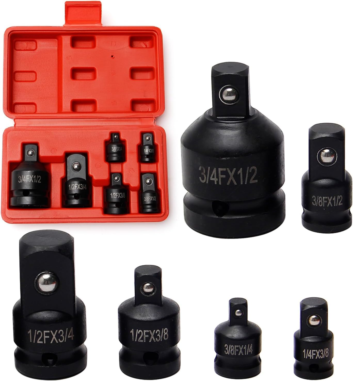 Keaa 6 Piece Impact Socket Adapter And Reducer Set, 1/4" 3/8" 1/2" 3/4 ...