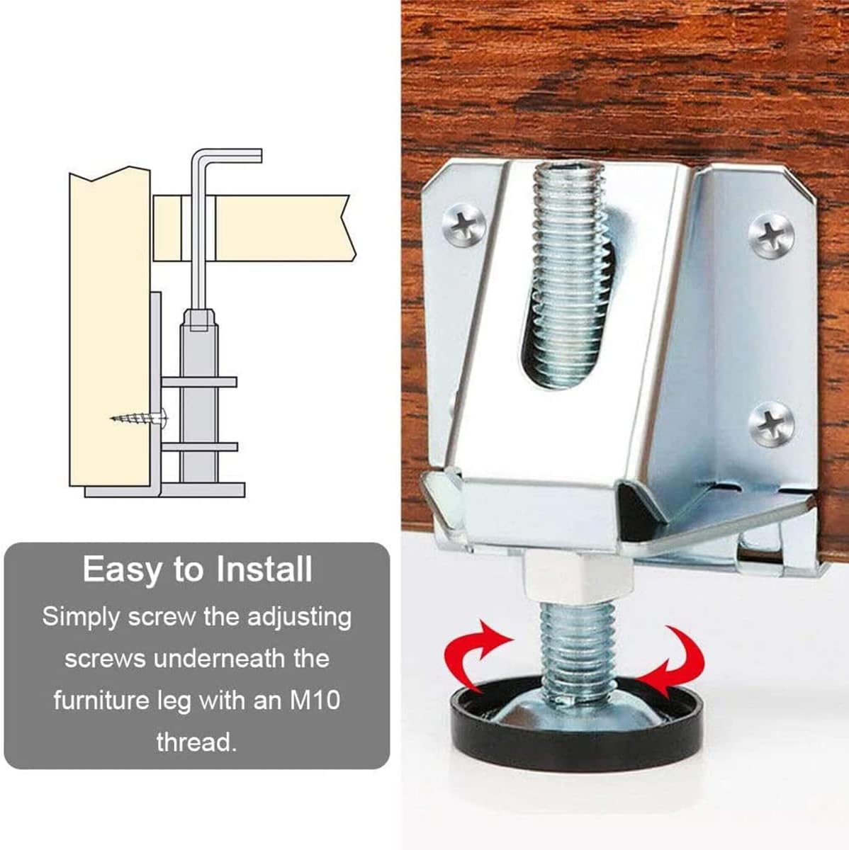 4Pcs Heavy Duty Adjustable Levelers, Heavy Duty Furniture Levelers M10 ...