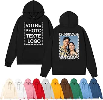 Générique Sweats à Capuche Personnalisé Pull Personnalisable avec Photo ...