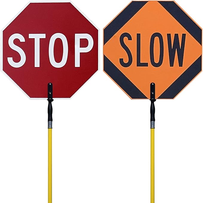 SmartSign Reflective Aluminum Paddle (with Foam Handle), Legend"Stop ...