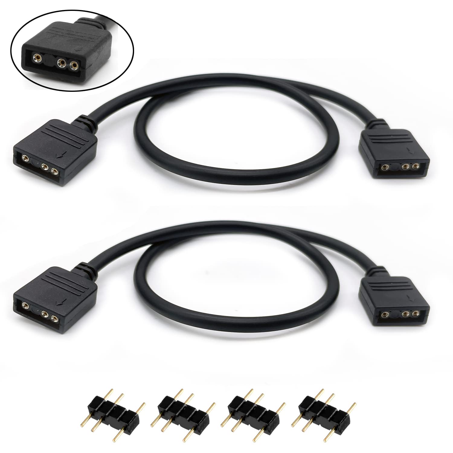 Amazon.com: 2-Pack 11.8in ARGB Extension Cable - Female to Female ...