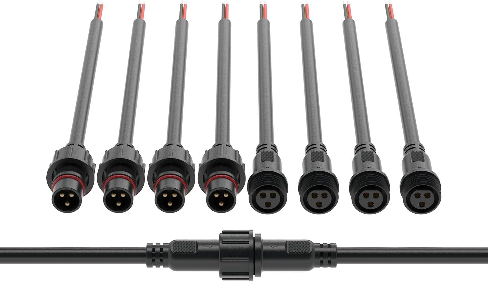 Amazon.com: 10 Pairs 3 Core 3pin Black Pigtail Waterproof Ray Wu ...