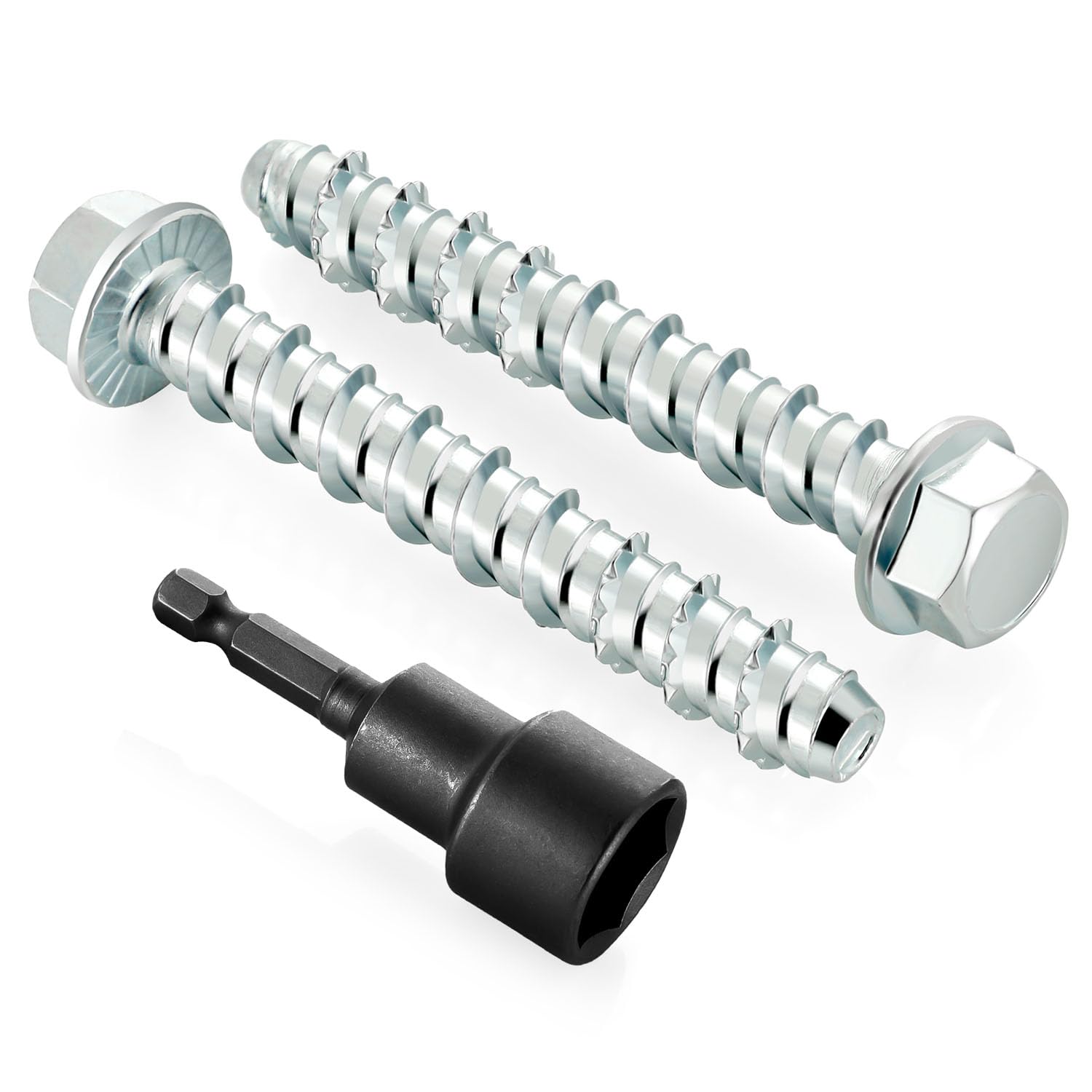 Snapklik.com : 3/8" X 4" Concrete Screws, Zinc Plated Large Diameter ...
