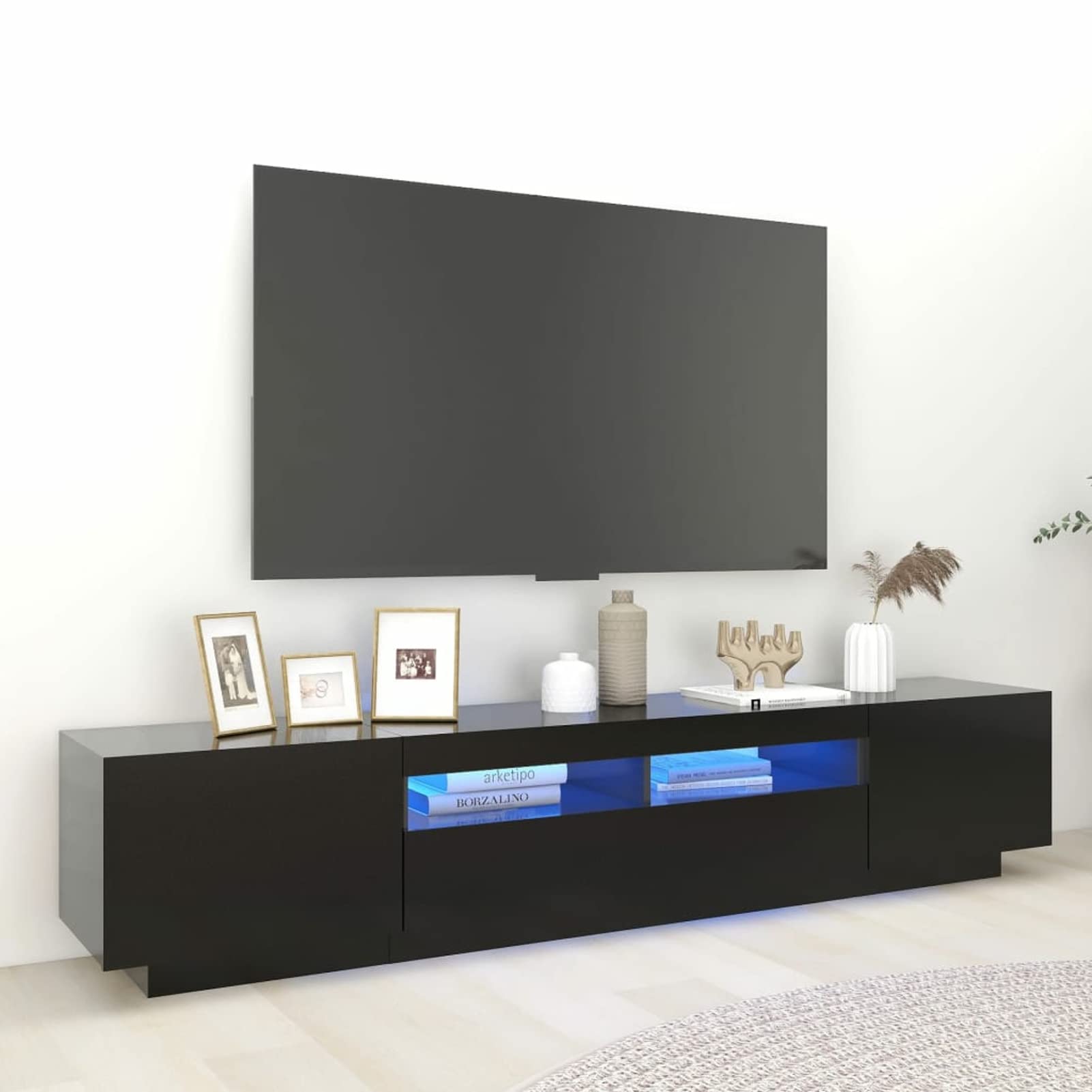Gecheertv Unit Cabinet Sideboard Modern Tv Stand With Led Light ...