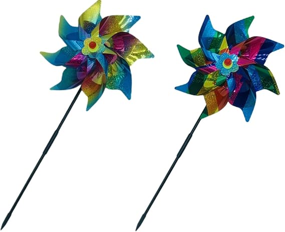 Amazon.com: 10-Pack Sparkly Reflective Pinwheels, Pin Wheel Holographic ...