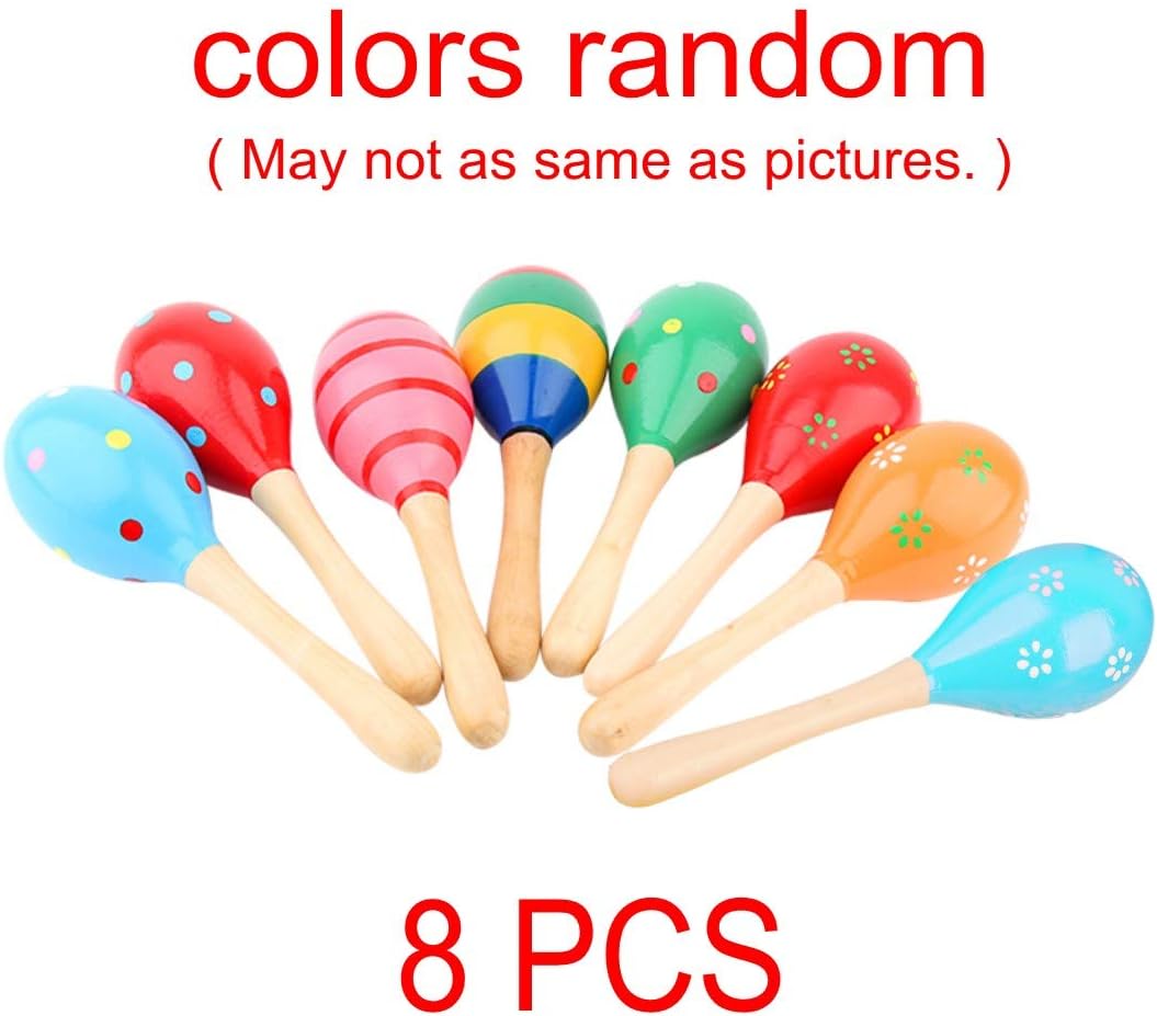 JZK 8 Wooden Maraca Rattles Shaker Percussion Musical Educational Toy ...