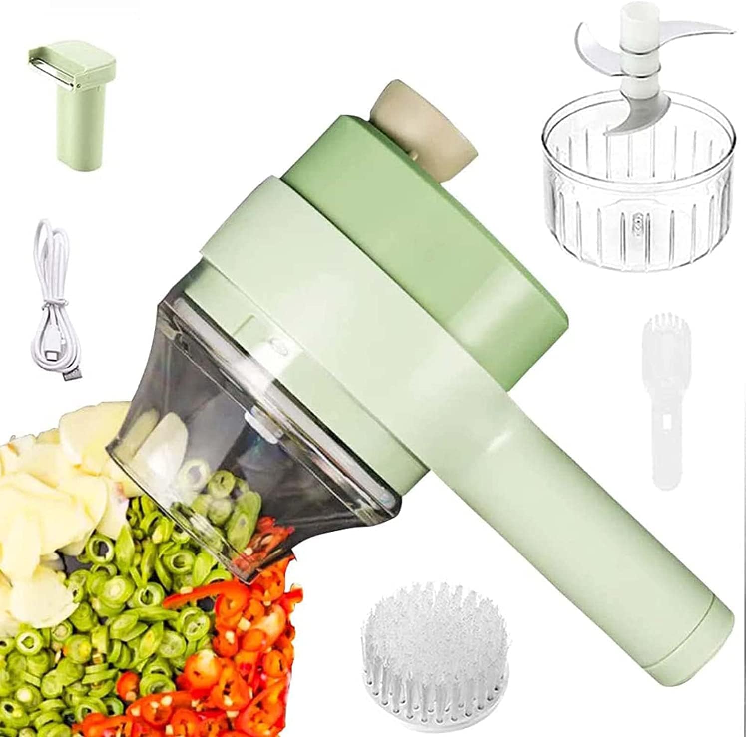 Amazon.com: 4 in 1 Handheld Electric Vegetable Cutter Set USB ...