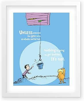 Amazon.com: Unless Someone Cares, blue - E119bf, framed Dr. Seuss ...