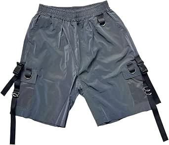 AGPXRWPX Men's Reflective Shorts Night Jogging Pants Luminous Elastic ...